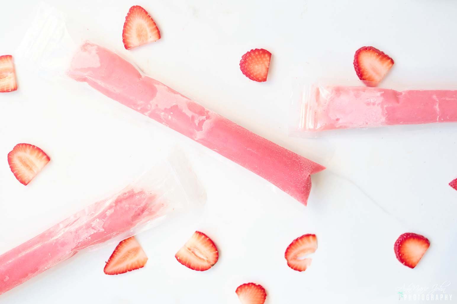 Strawberry Honey Ice Pops - AnnMarie John